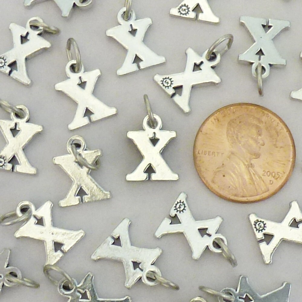 1 Silver Initial Pendant Alphabet Letter X Letter Charm Necklace ...