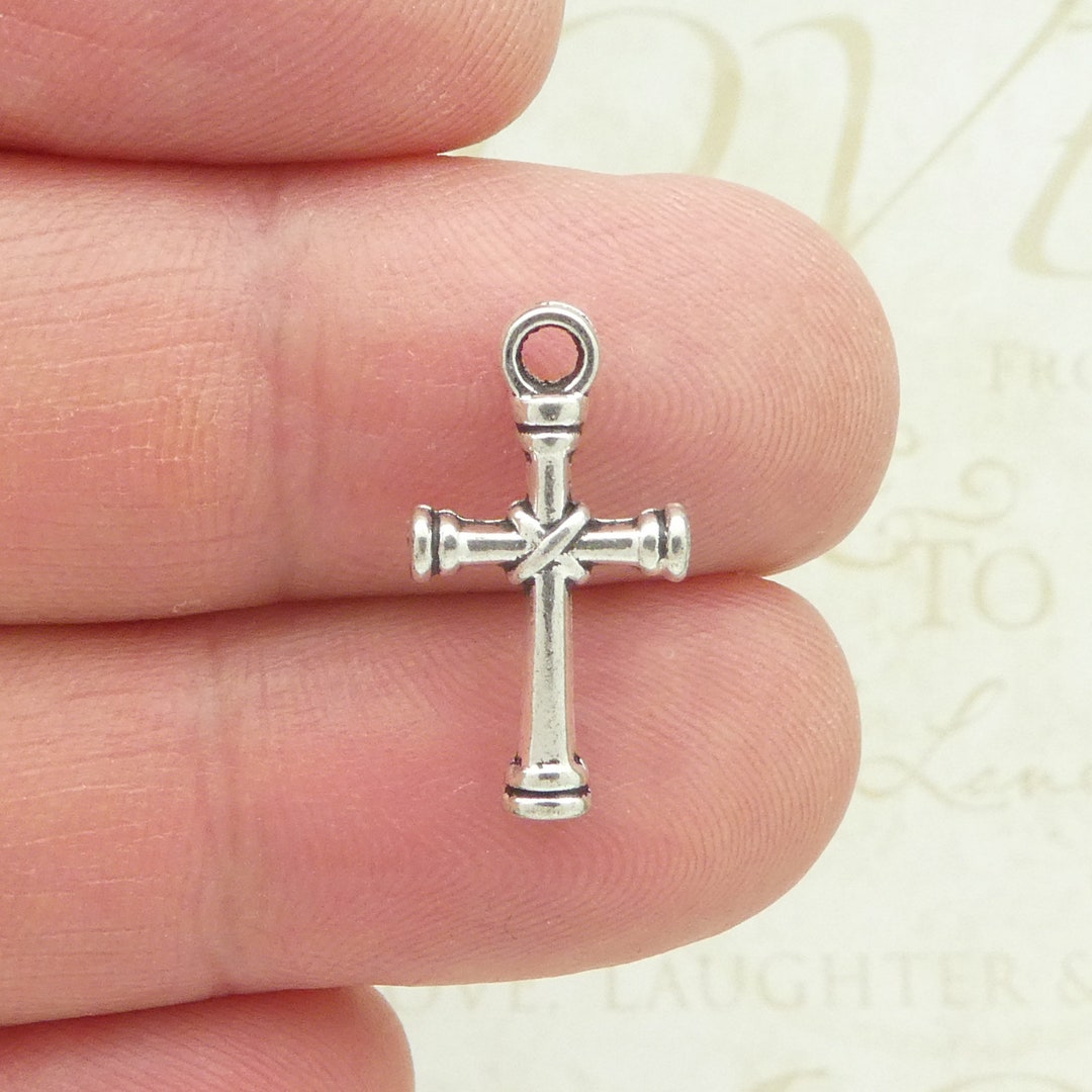 BULK 40 Simple Silver Cross Charm Pendant 20x11mm by TIJC SP1544B - Etsy