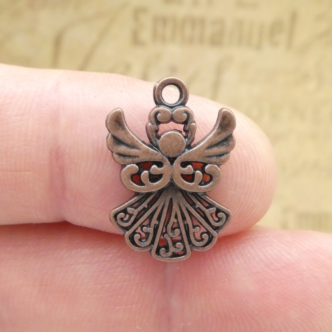 10 Filigree Angel Charm Pendant Copper Small by TIJC SP1805 - Etsy