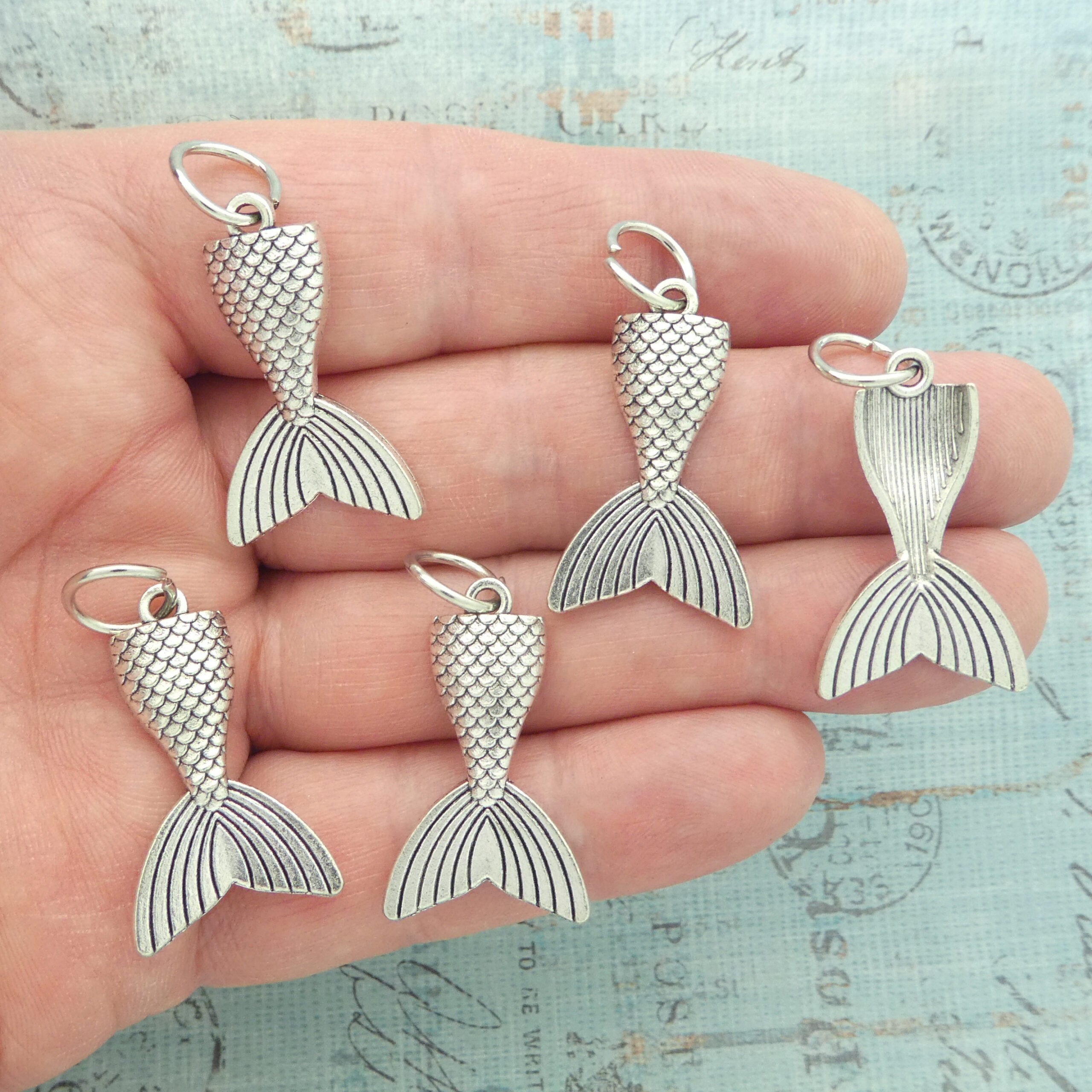 3 Silver Mermaid Tail Charm Pendant by TIJC SP5000 - Etsy