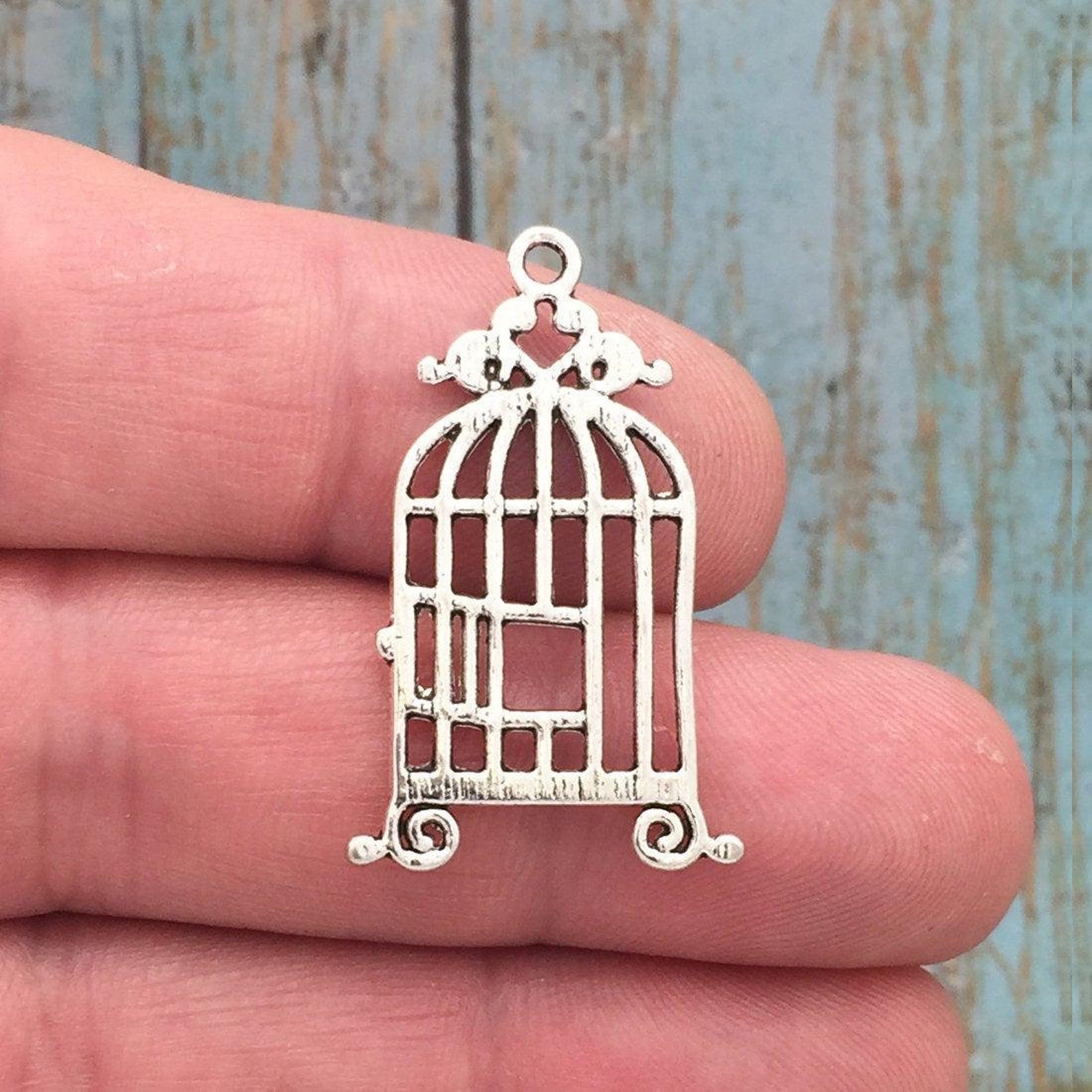 8 Bird Cage Charm Silver by TIJC SP1374 - Etsy