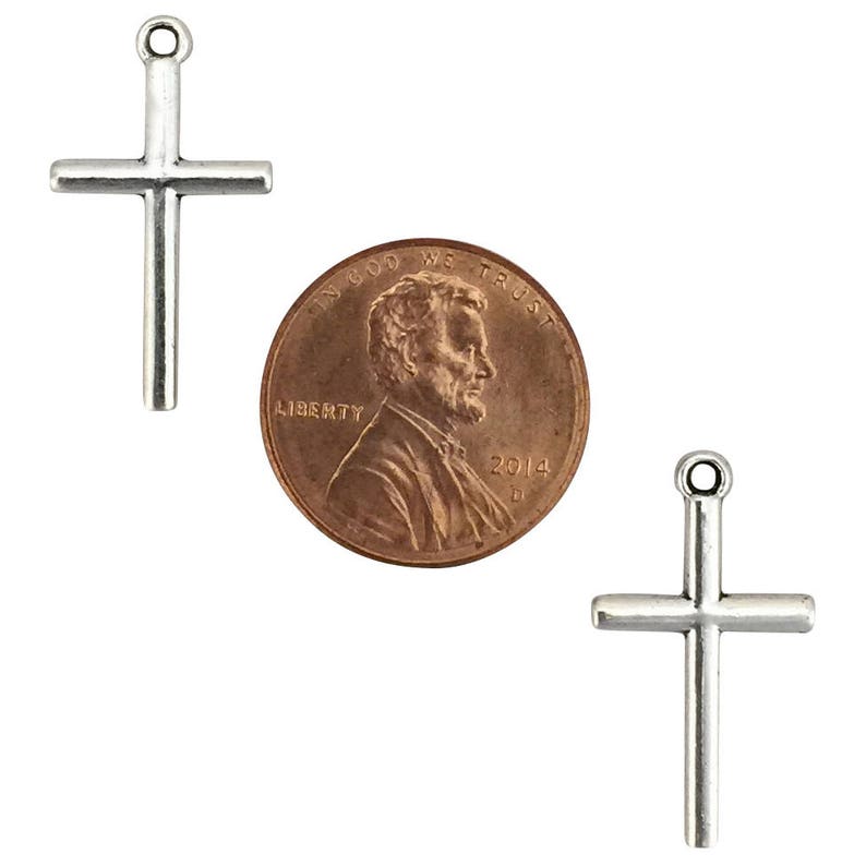 BULK 40 Simple Silver Cross Charm Pendant Small by TIJC - Etsy