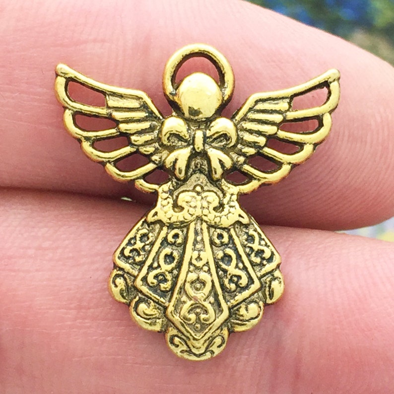 5 Filigree Angel Charm Pendant Gold by TIJC SP1267 - Etsy