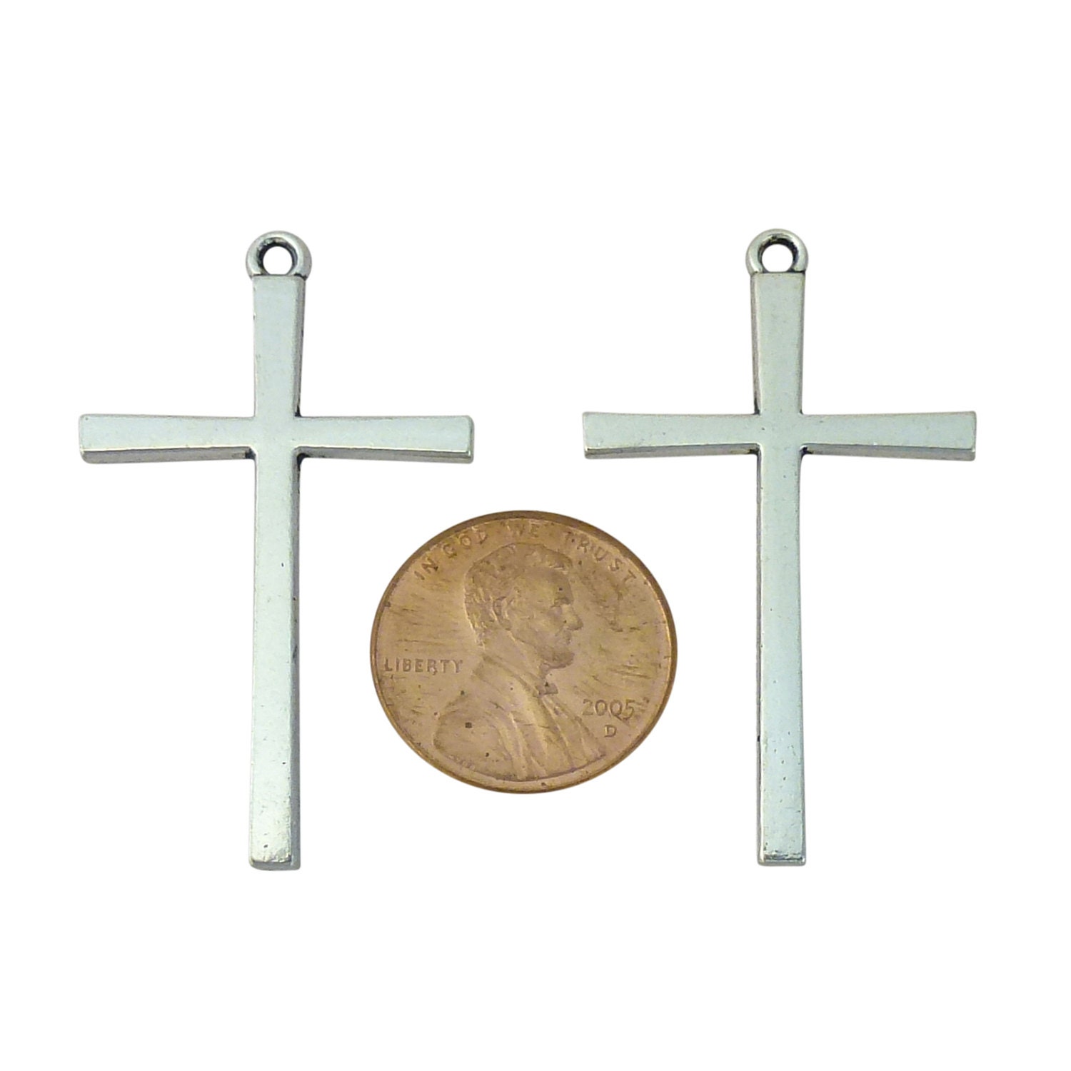 5 Silver Simple Cross Charm Pendant 43x25mm by TIJC SP1283 - Etsy