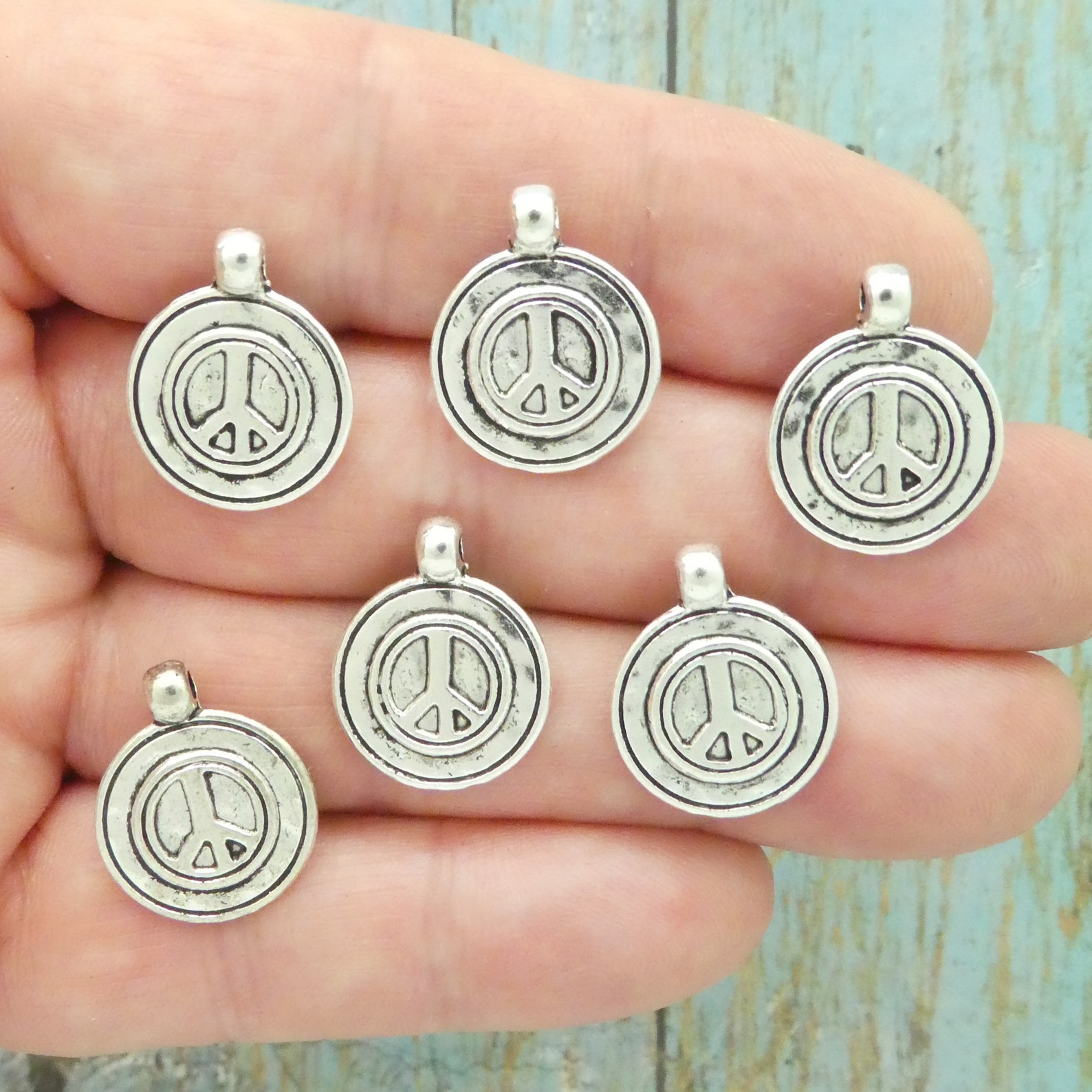BULK 30 Silver Peace Sign Charm Pendant 20x16mm by TIJC | Etsy