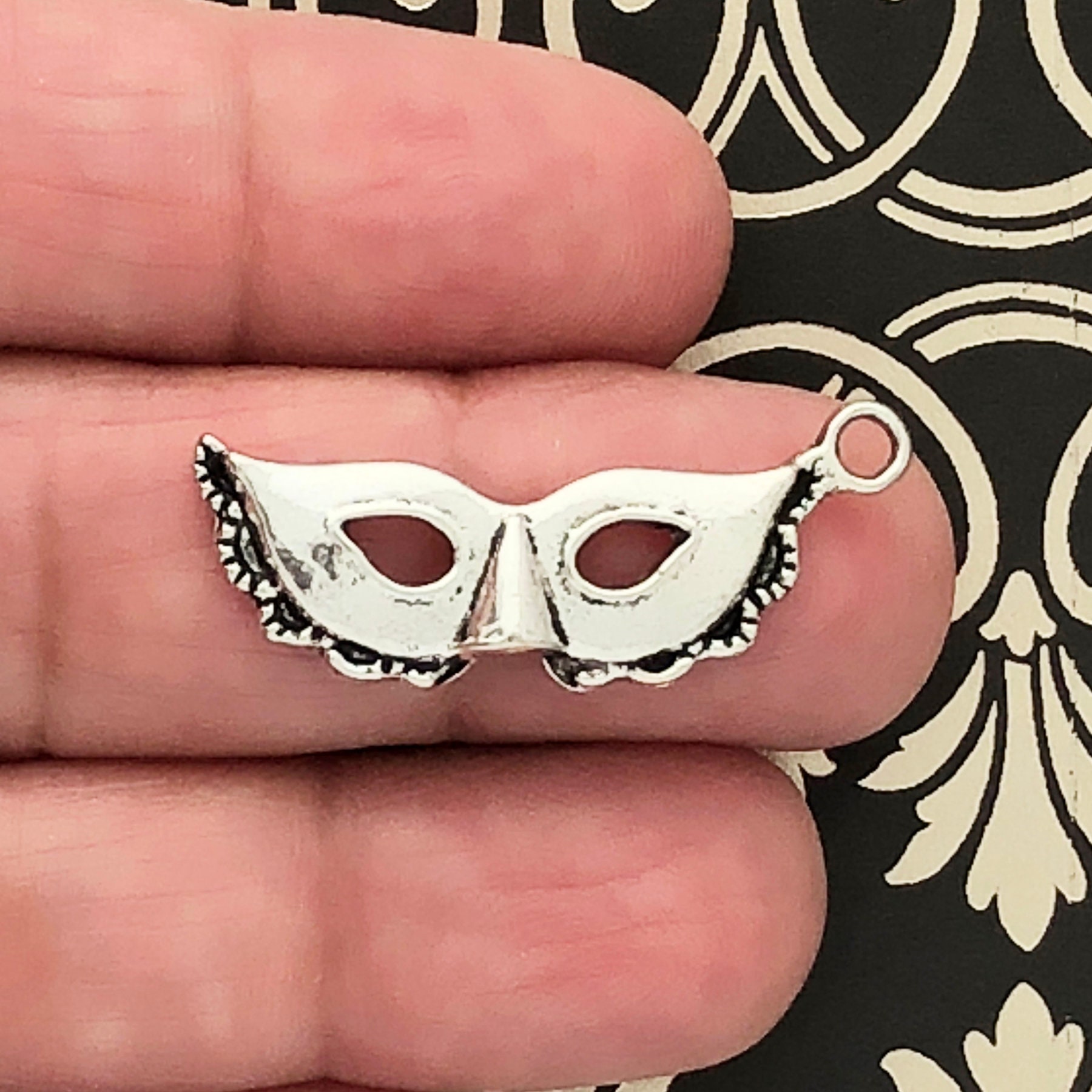 12 Silver Mask Charm Pendant by TIJC SP0149 | Etsy