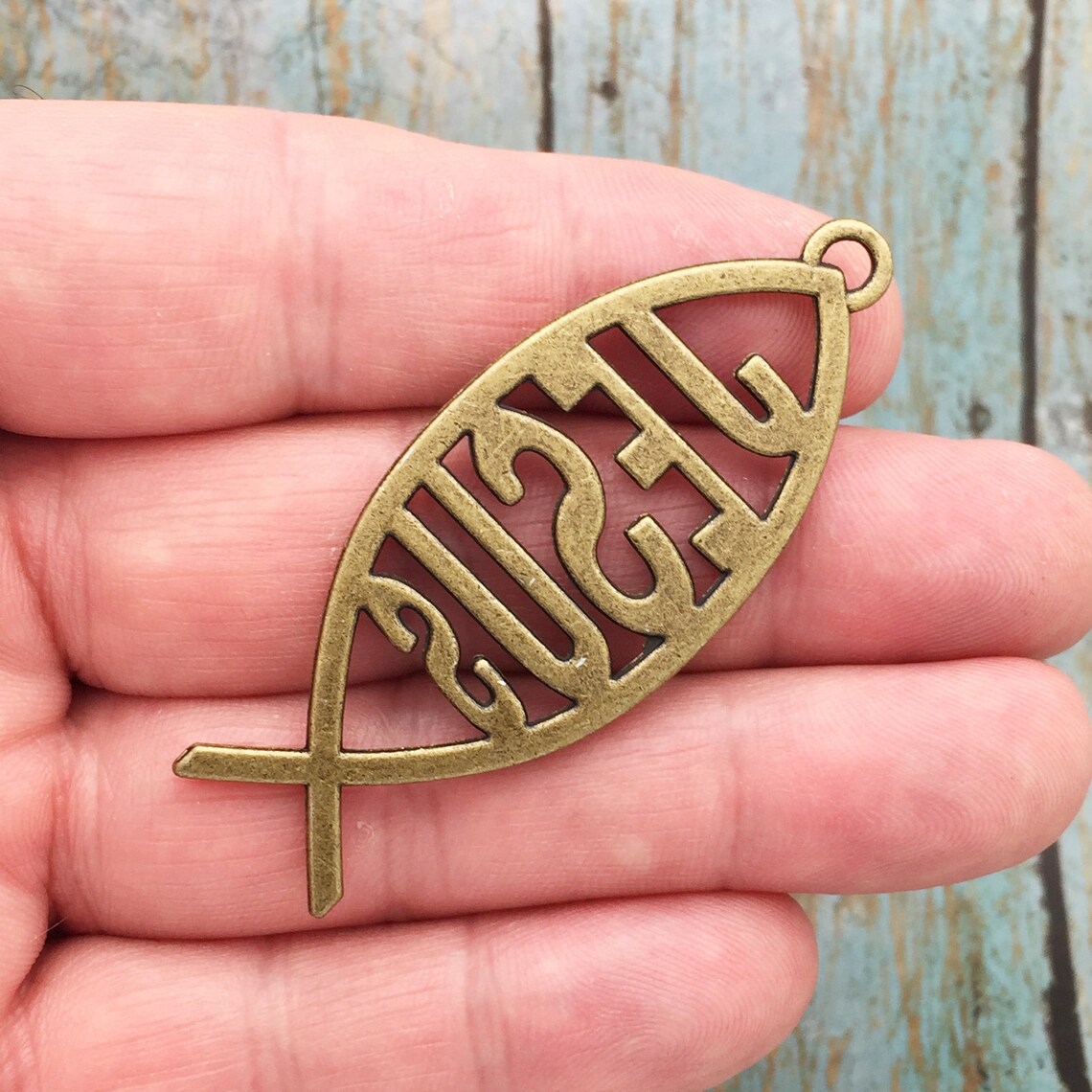 BULK 5 Jesus Fish Charm Bronze by TIJC SP1280B - Etsy