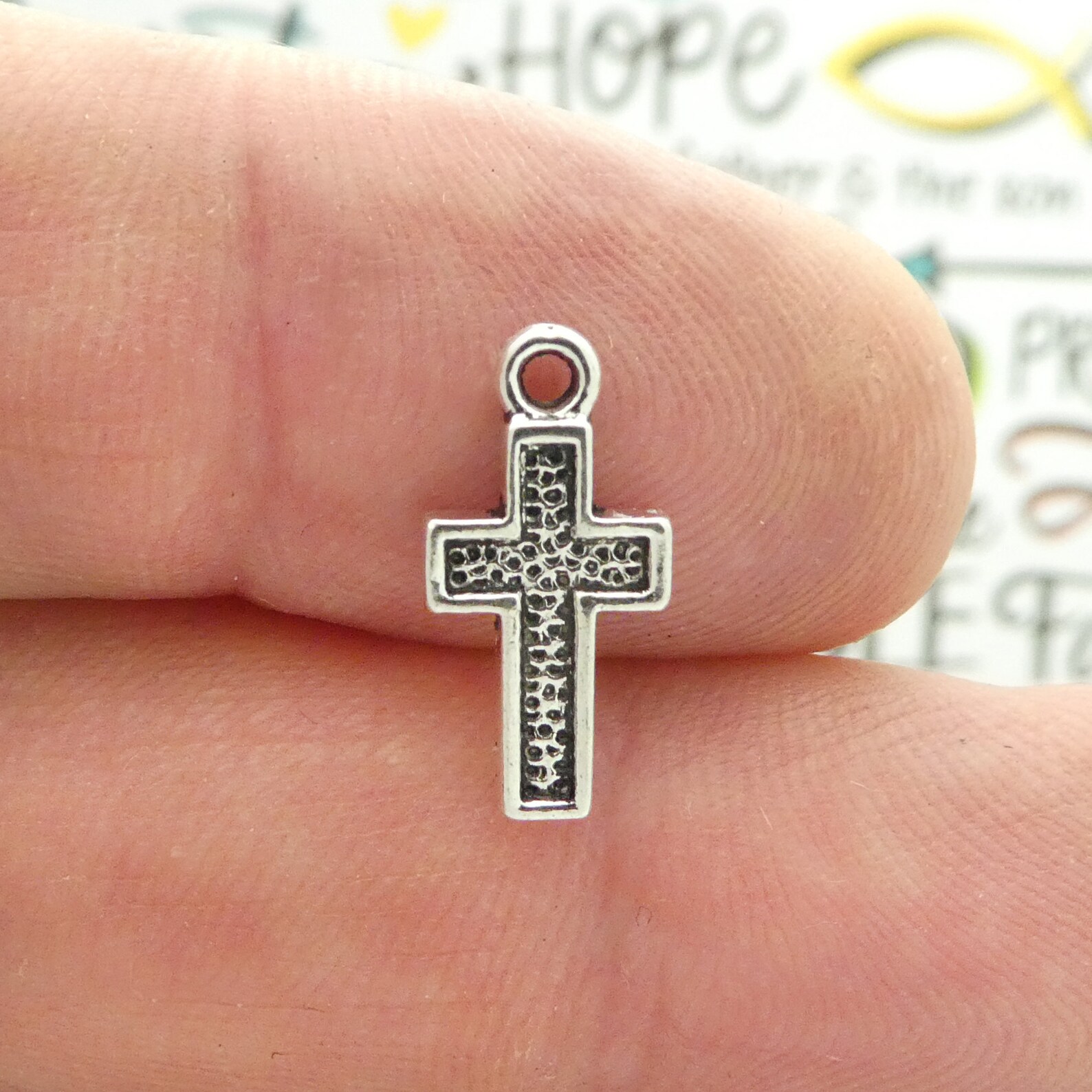 10 Simple Silver Cross Charm Pendant Tiny by TIJC SP1879 | Etsy