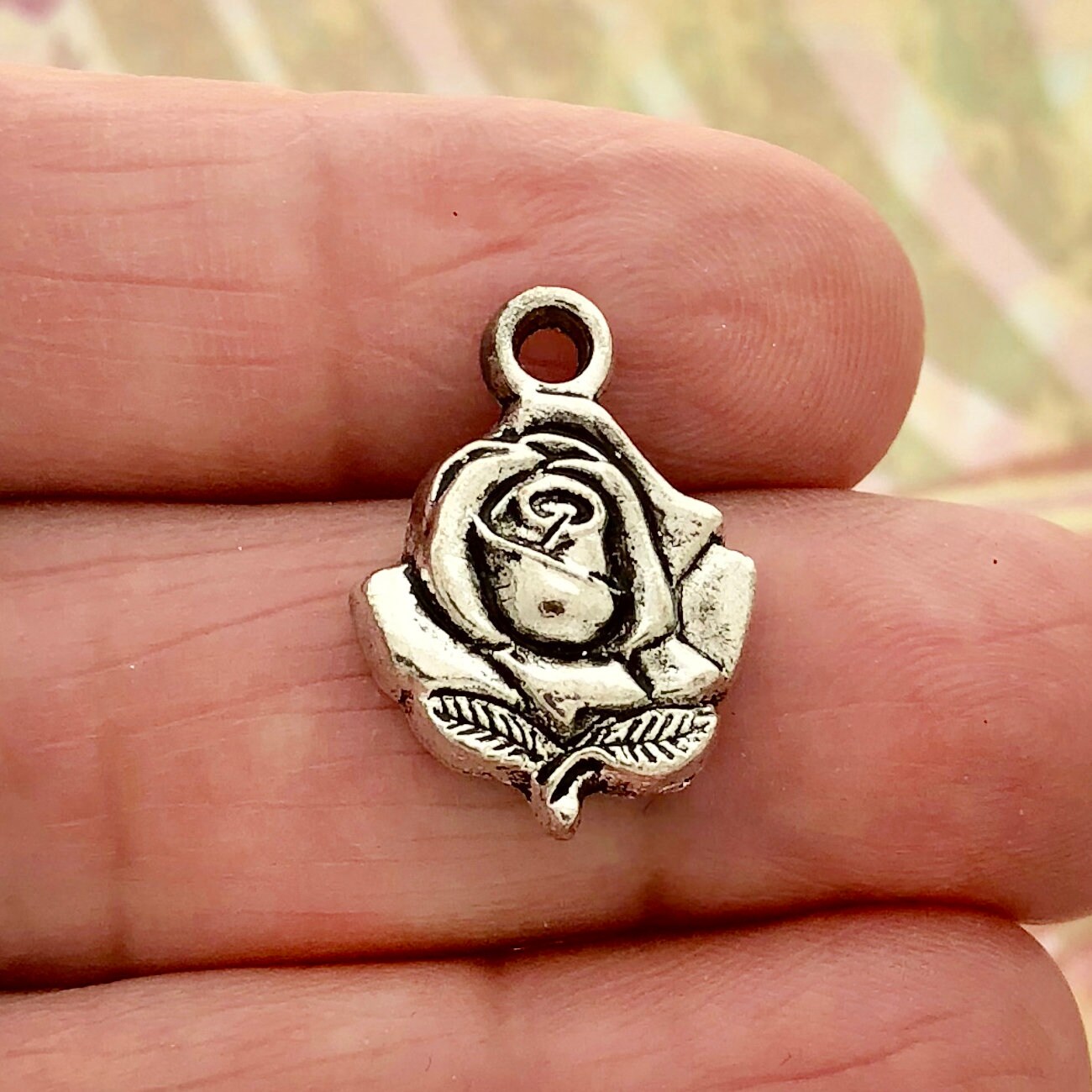BULK 25 Silver Rose Charm Small by TIJC SP0177B | Etsy