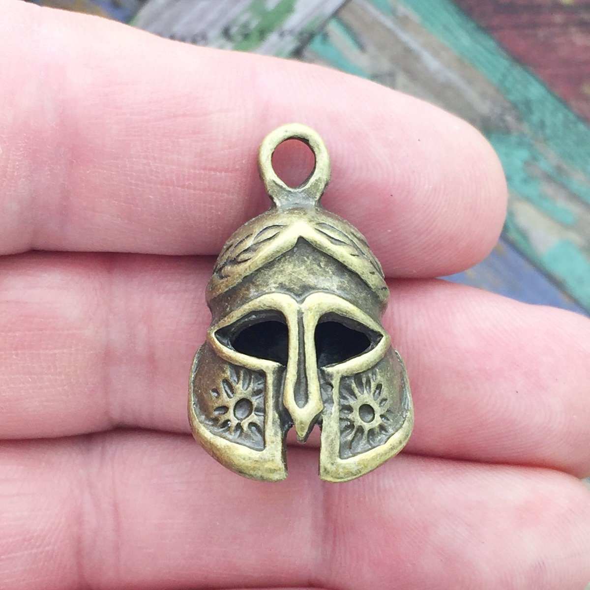 1 Spartan Helmet Charm Trojan Pendant Bronze by TIJC SP1445 | Etsy