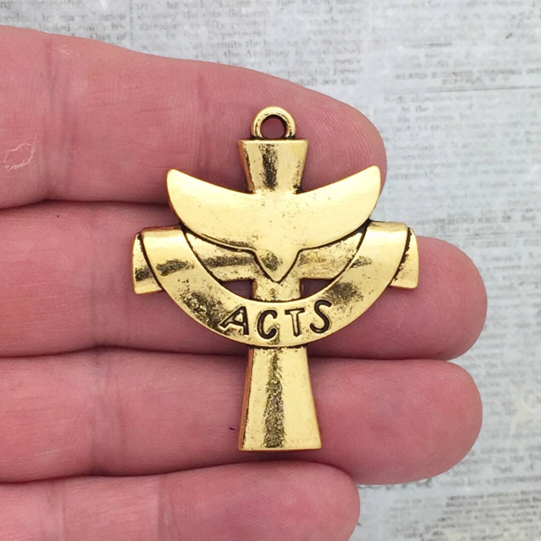 BULK 6 Acts Cross Pendant Holy Spirit Gold by TIJC SP1673B - Etsy