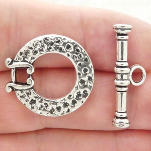 2 Sets Silver Toggle Clasp Large Round Hammered 25x24mm by TIJC SPT007 ...