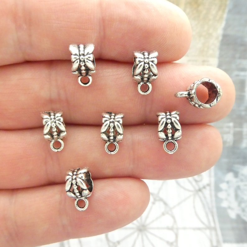 10 Small Silver Jewelry Bails 11x6mm with 5mm Hole by TIJC | Etsy