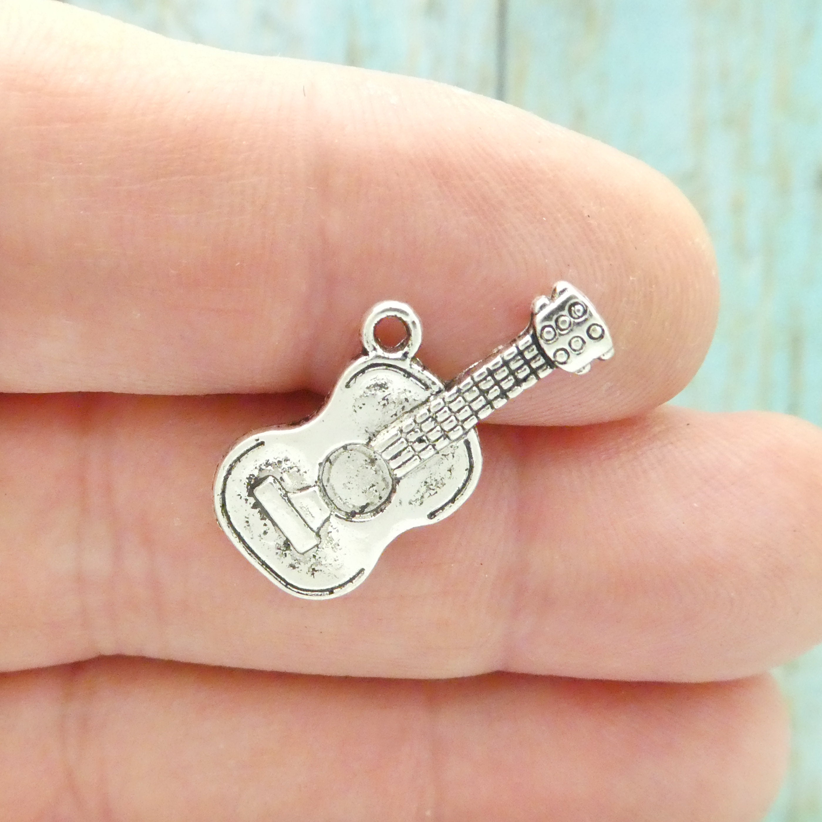 6 Acoustic Guitar Charm Silver by TIJC SP0777 | Etsy