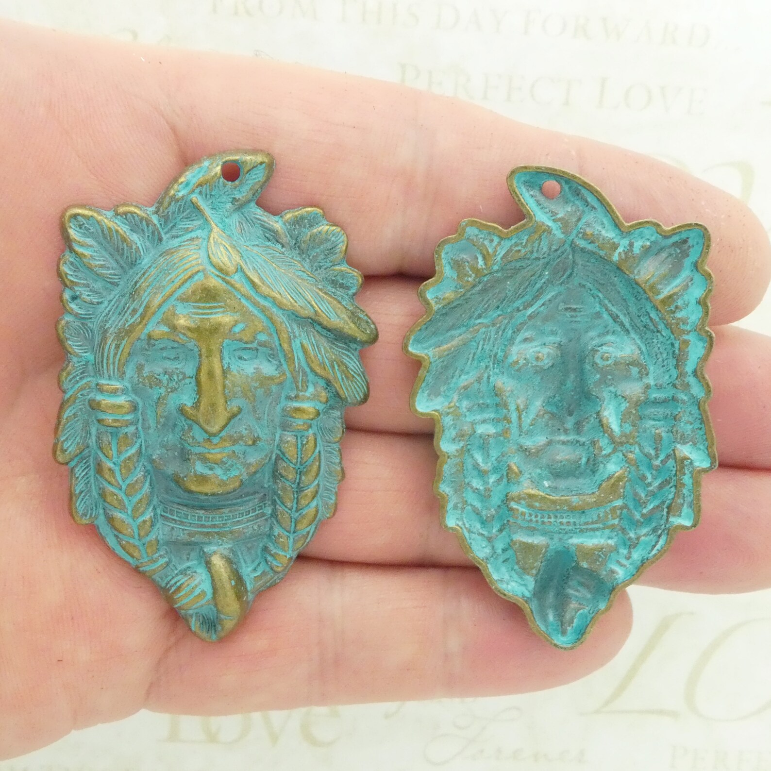 2 Gold Indian Chief Charm Pendant 58x37mm by TIJC SP1202 - Etsy