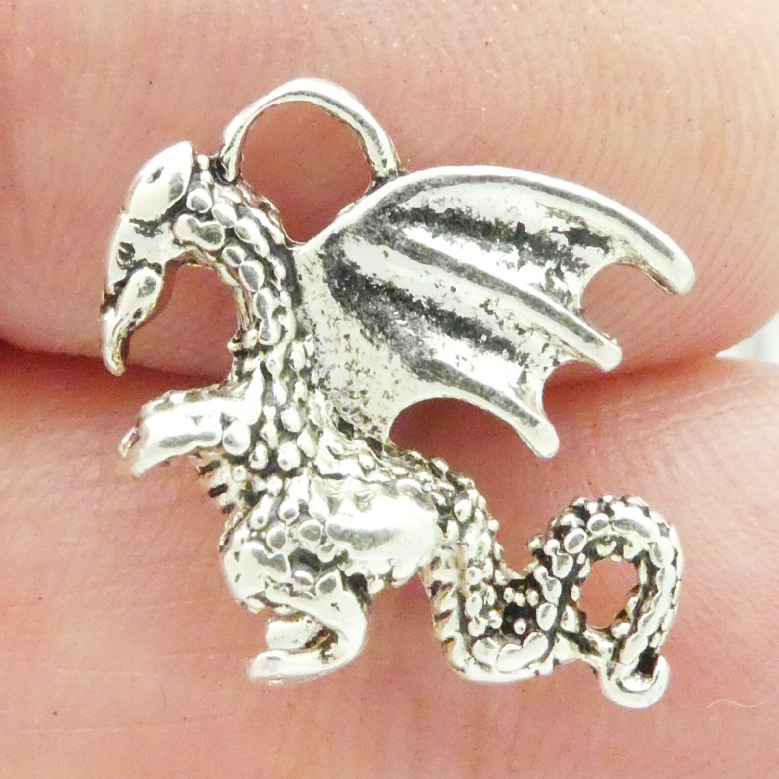 2 Silver Medieval Dragon Charms by TIJC SP1961 - Etsy