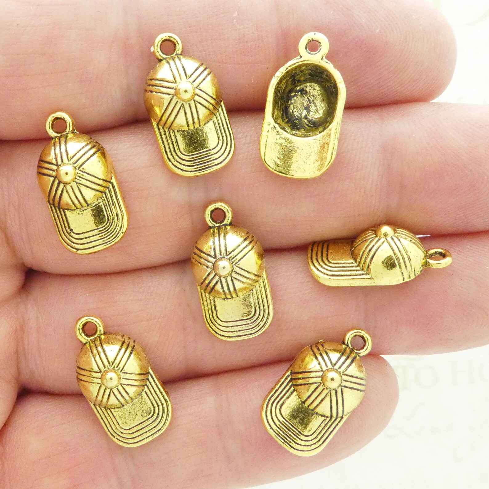 BULK 40 Baseball Cap Charm Gold by TIJC SP1948B - Etsy