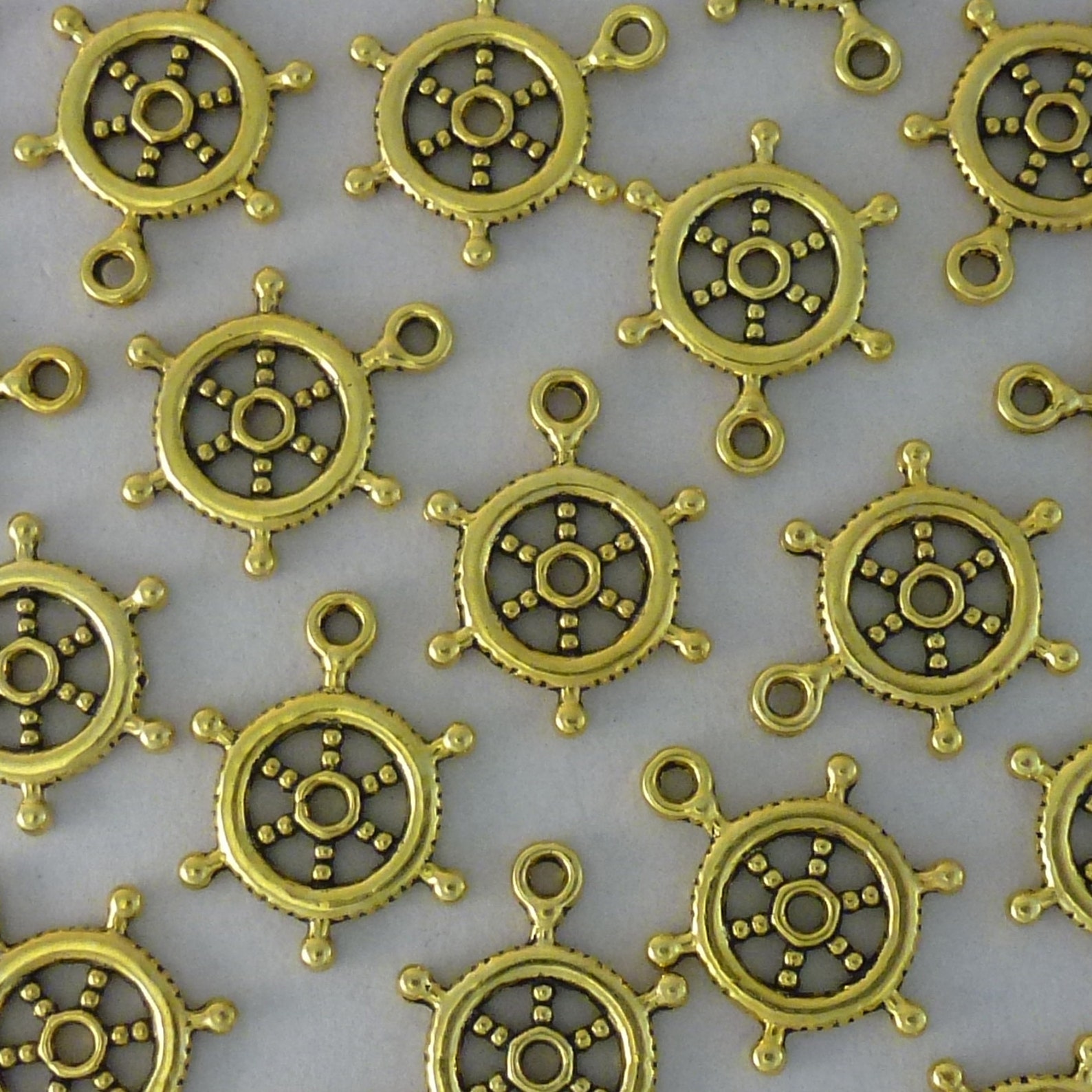16 Ship Wheel Charm Gold Small by TIJC SP1104 - Etsy