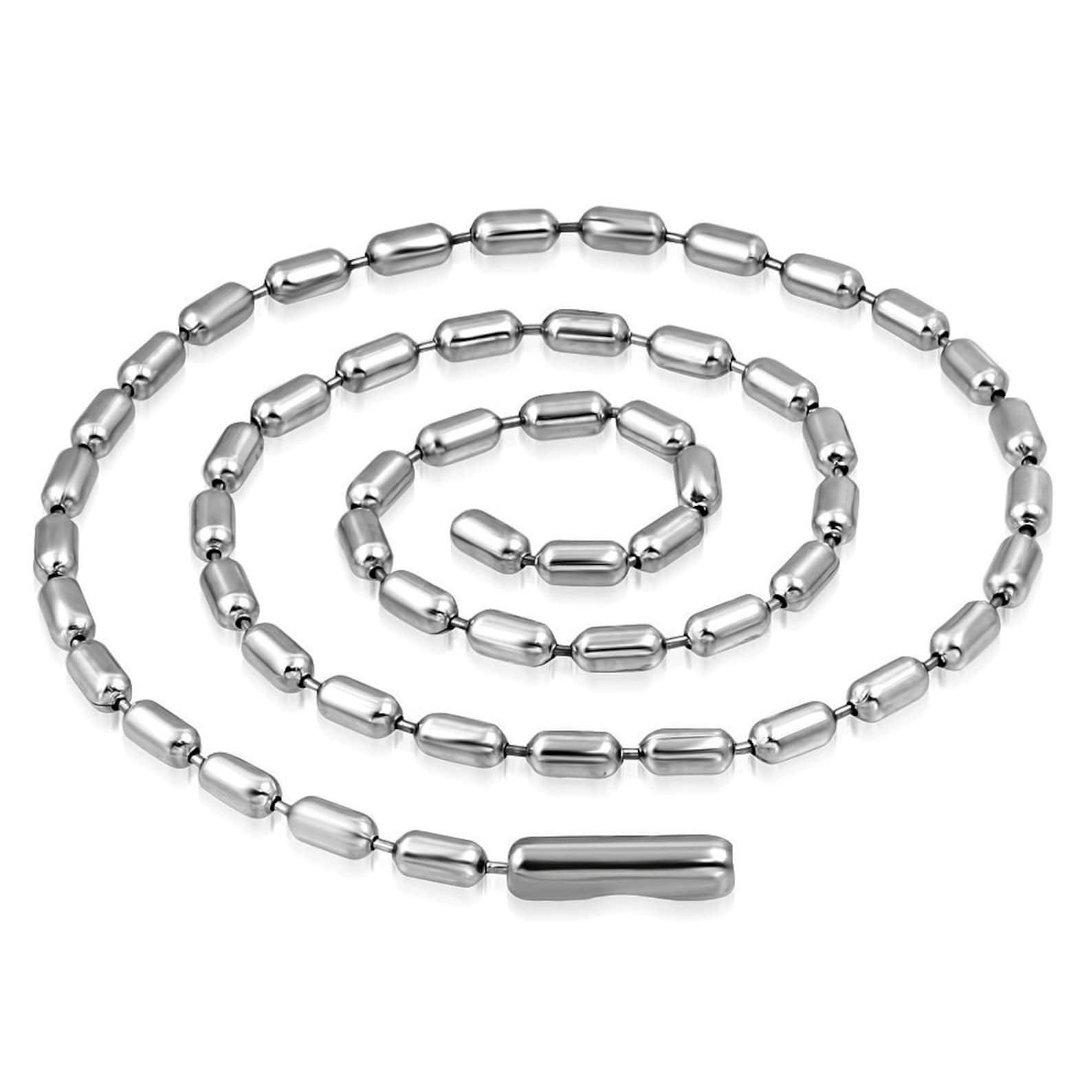 Oval Stainless Steel Bead Chain Necklace 24 Inch Silver - Etsy