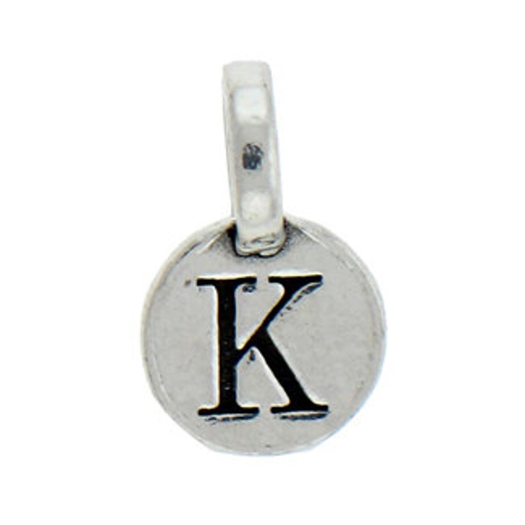 1 Round Silver Initial Charm 9mm Letter K SPRK - Etsy