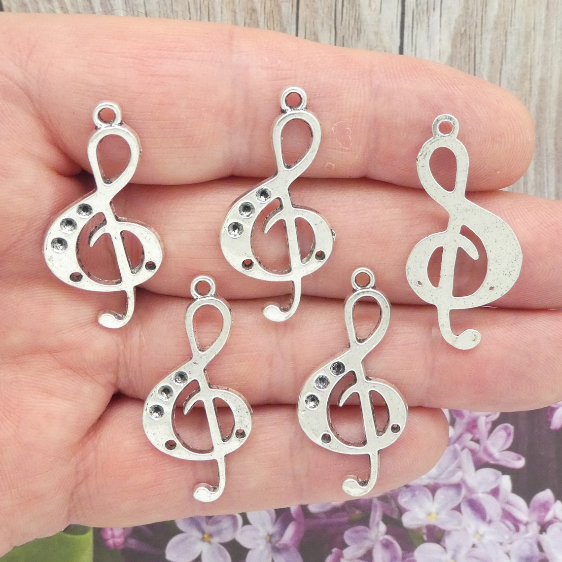 8 Treble Clef Charm Music Silver 36x17mm by TIJC SP0301 | Etsy