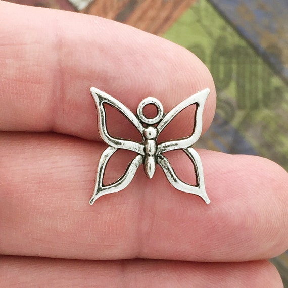 12 Silver Butterfly Charm by TIJC SP0026 Etsy