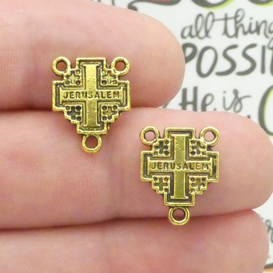 BULK 40 Rosary Centers Jerusalem Cross Gold by TIJC SP1216B - Etsy