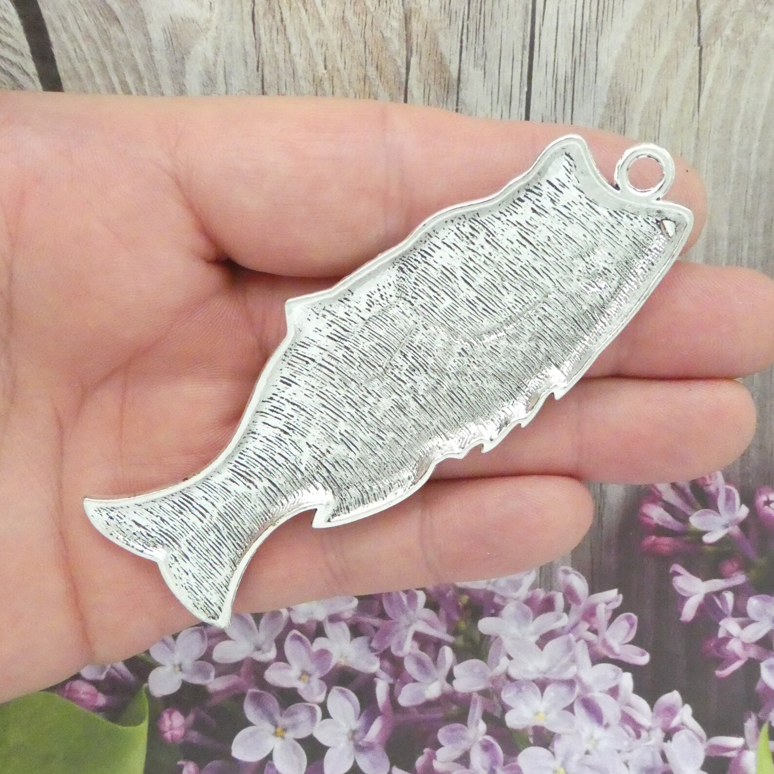 1 Silver Fish Charm Fishing Pendant 97x36mm by TIJC SP0999 - Etsy