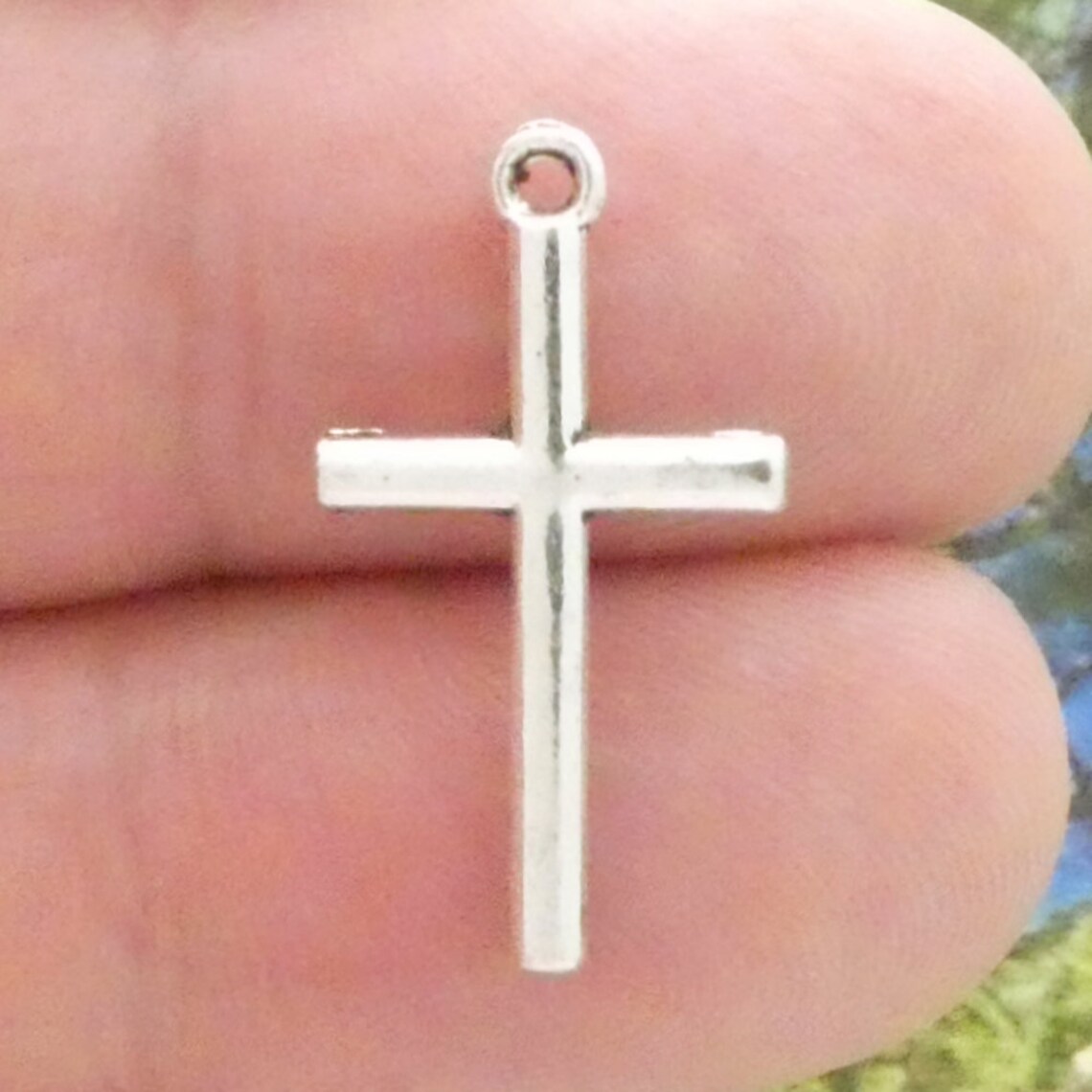 10 Silver Simple Cross Charm Small by TIJC SP0701 - Etsy
