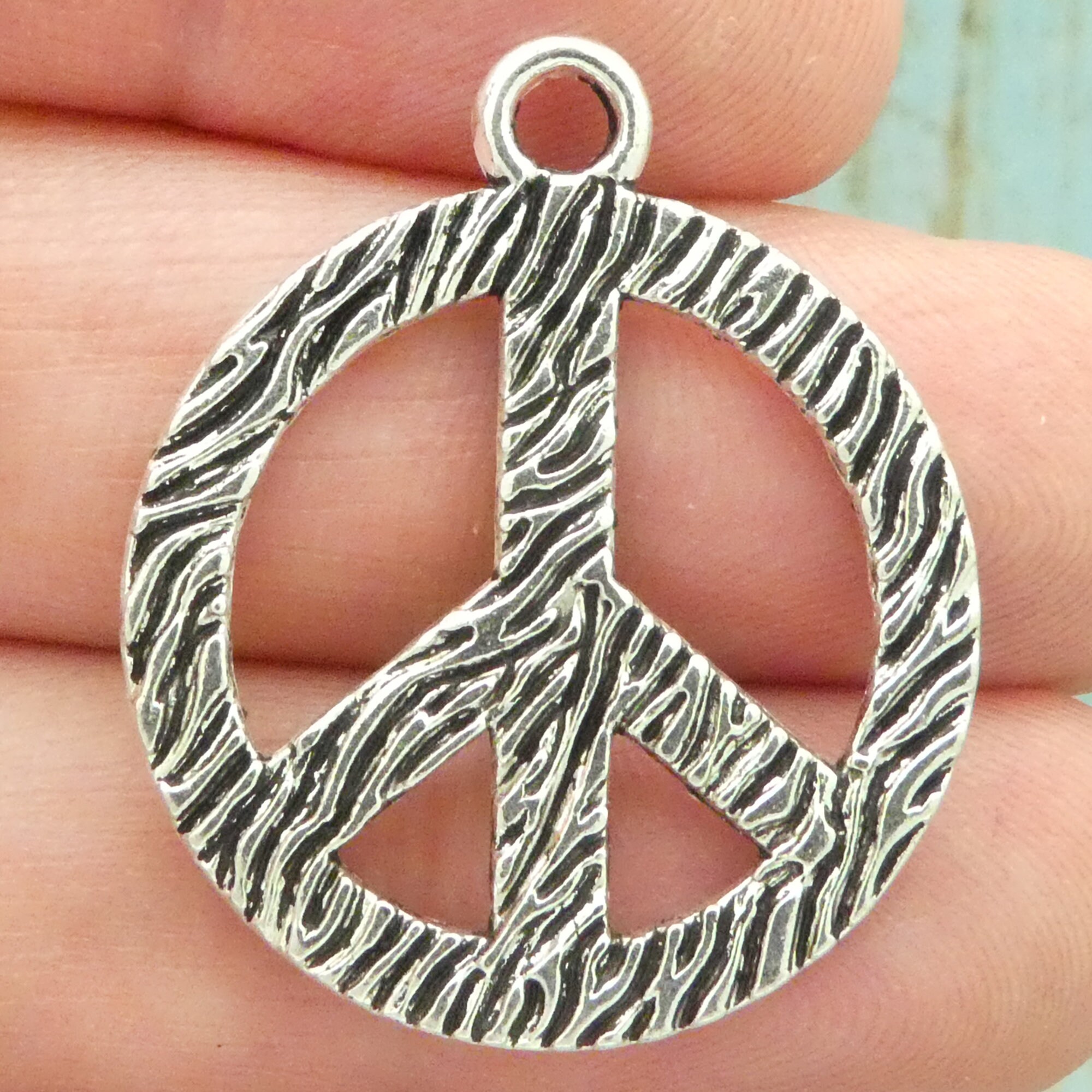 5 Silver Peace Sign Charm Pendant 34x29mm by TIJC SP0591 | Etsy