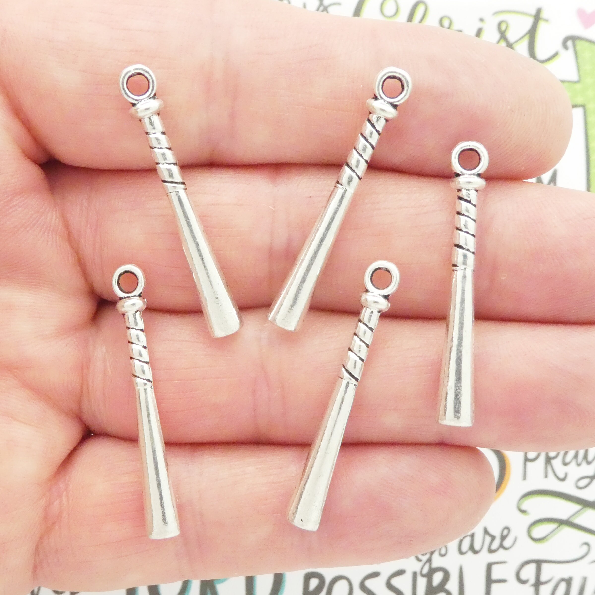 BULK 40 Silver Baseball Bat Charm 35x5mm by TIJC SP1143B - Etsy