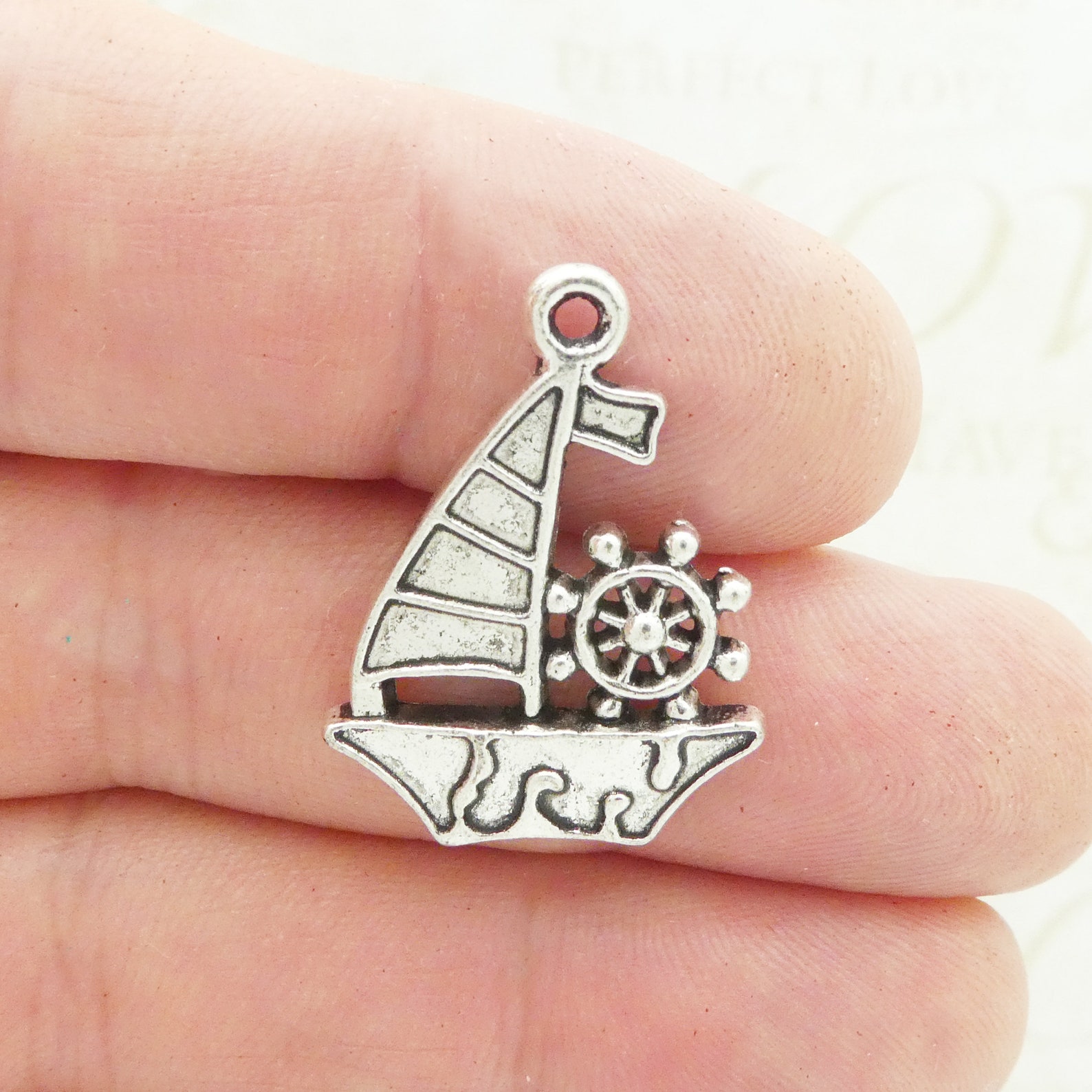 6 Silver Sailboat Charm Pendant 29x22mm by TIJC SP0486 - Etsy