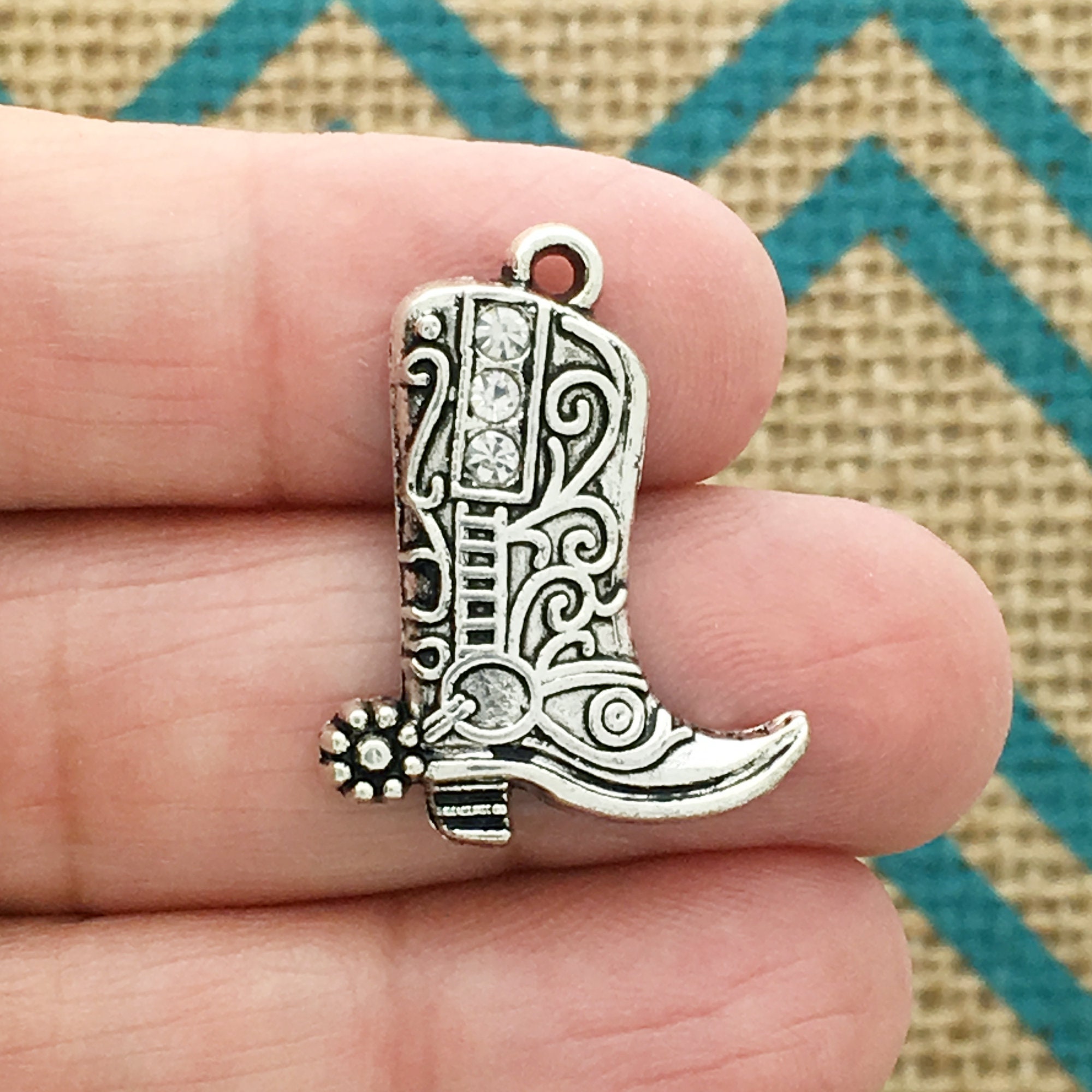 5 Silver Cowboy Boot Charm by TIJC SP1028 | Etsy