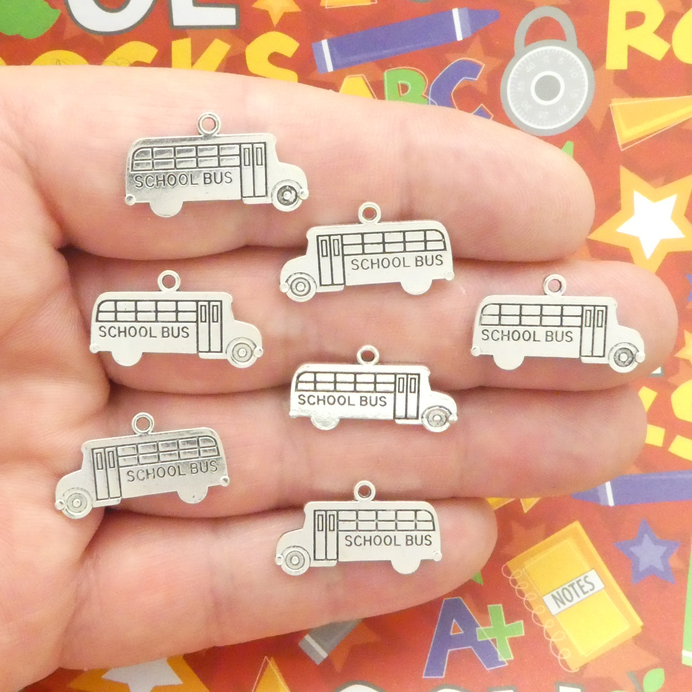 BULK 40 School Bus Charm Silver by TIJC SP0137B - Etsy
