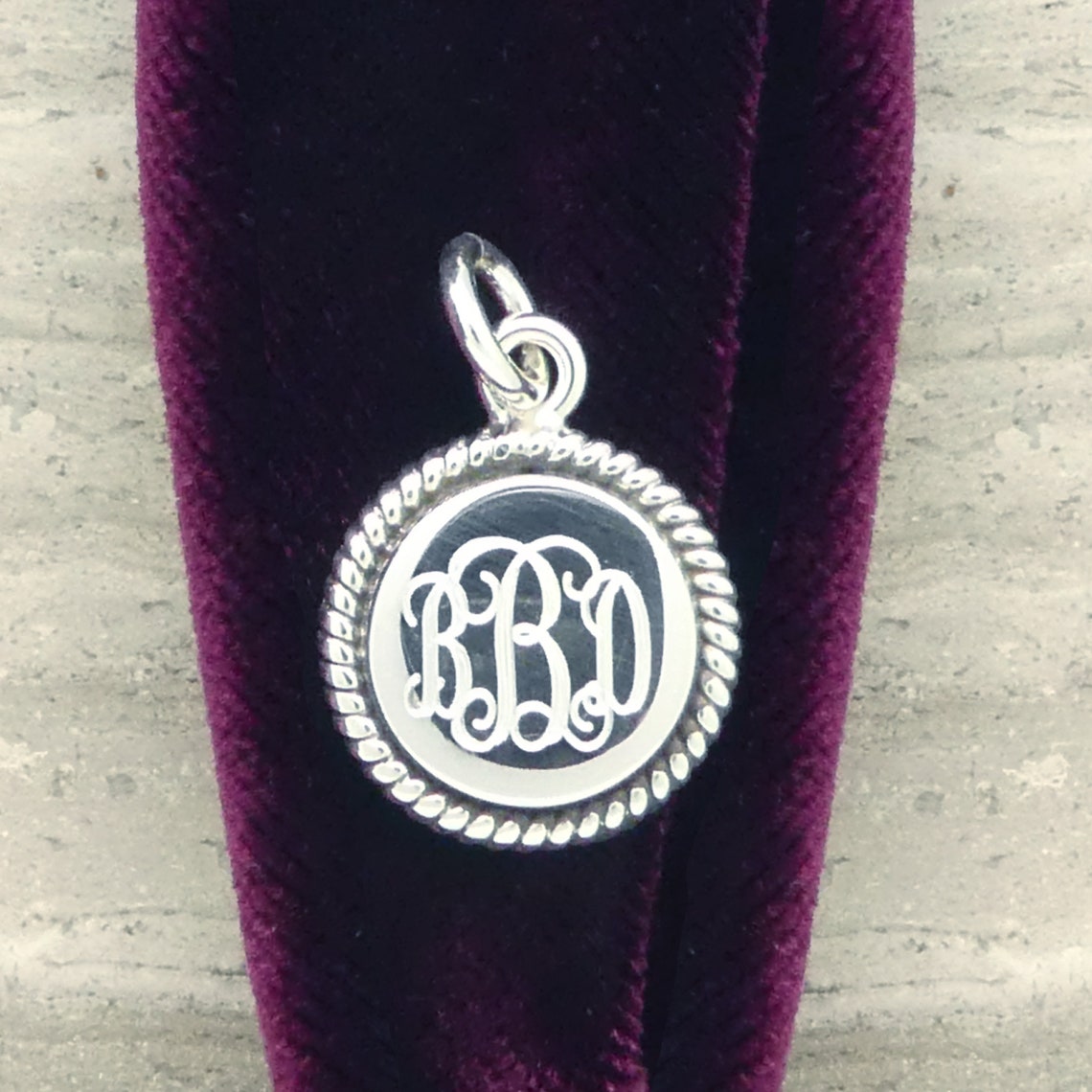Personalized Round Sterling Silver Engraved Monogram Charm - Etsy