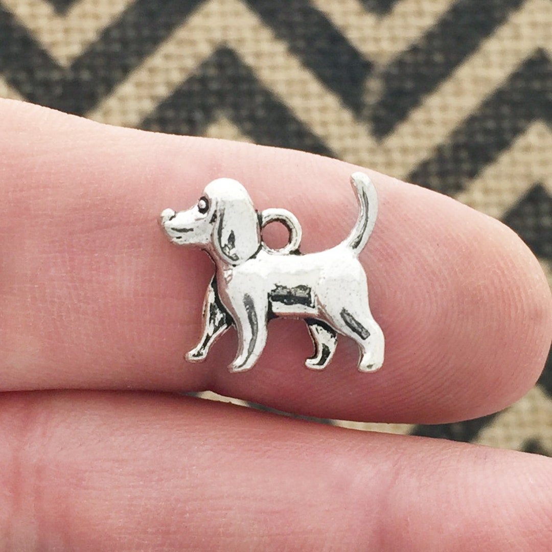 5 Silver Beagle Charm Dog by TIJC SP0955 - Etsy