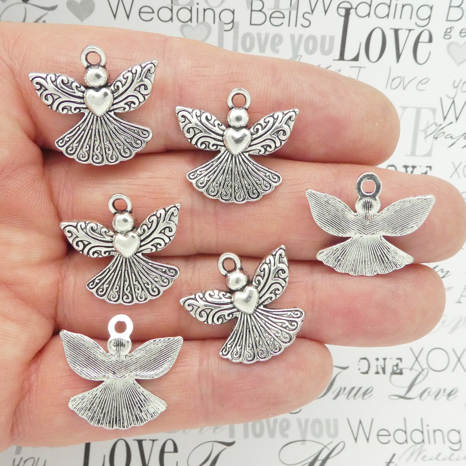 6 Small Angel Charm Silver by TIJC SP1363 | Etsy