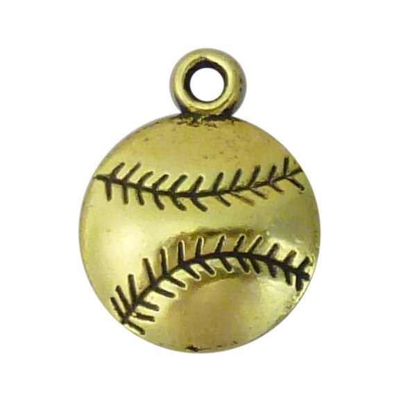 12 Gold Baseball Charm Softball Pendant by TIJC SP1262 - Etsy