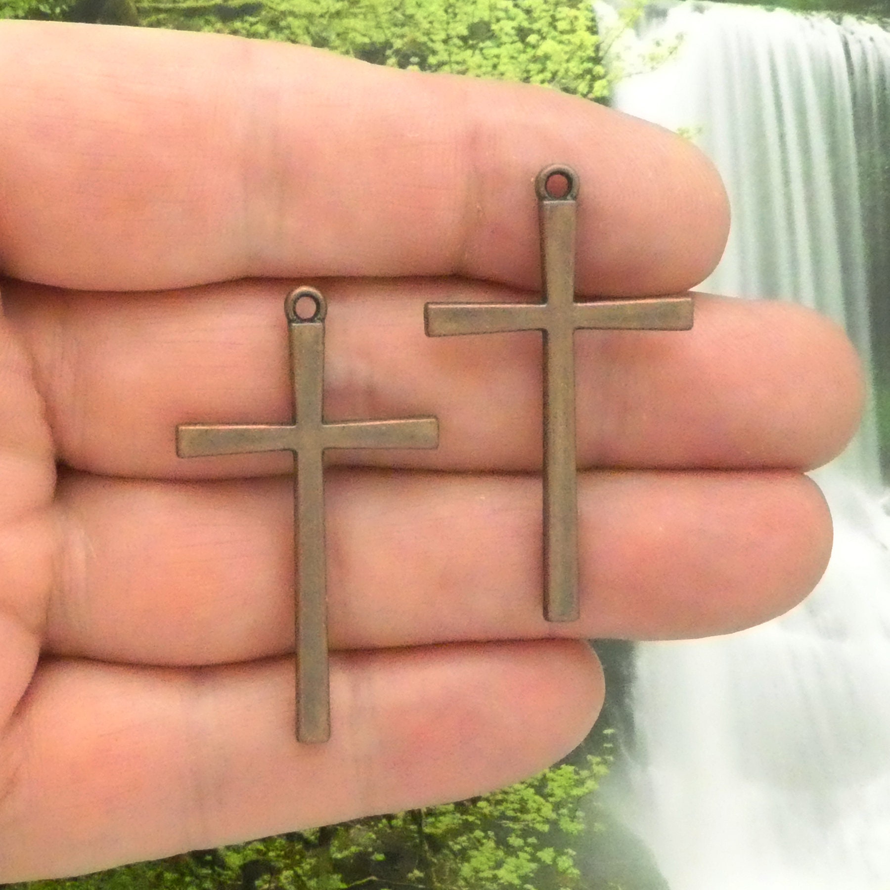 BULK 20 Copper Simple Cross Charm Pendant by TIJC SP1524B - Etsy