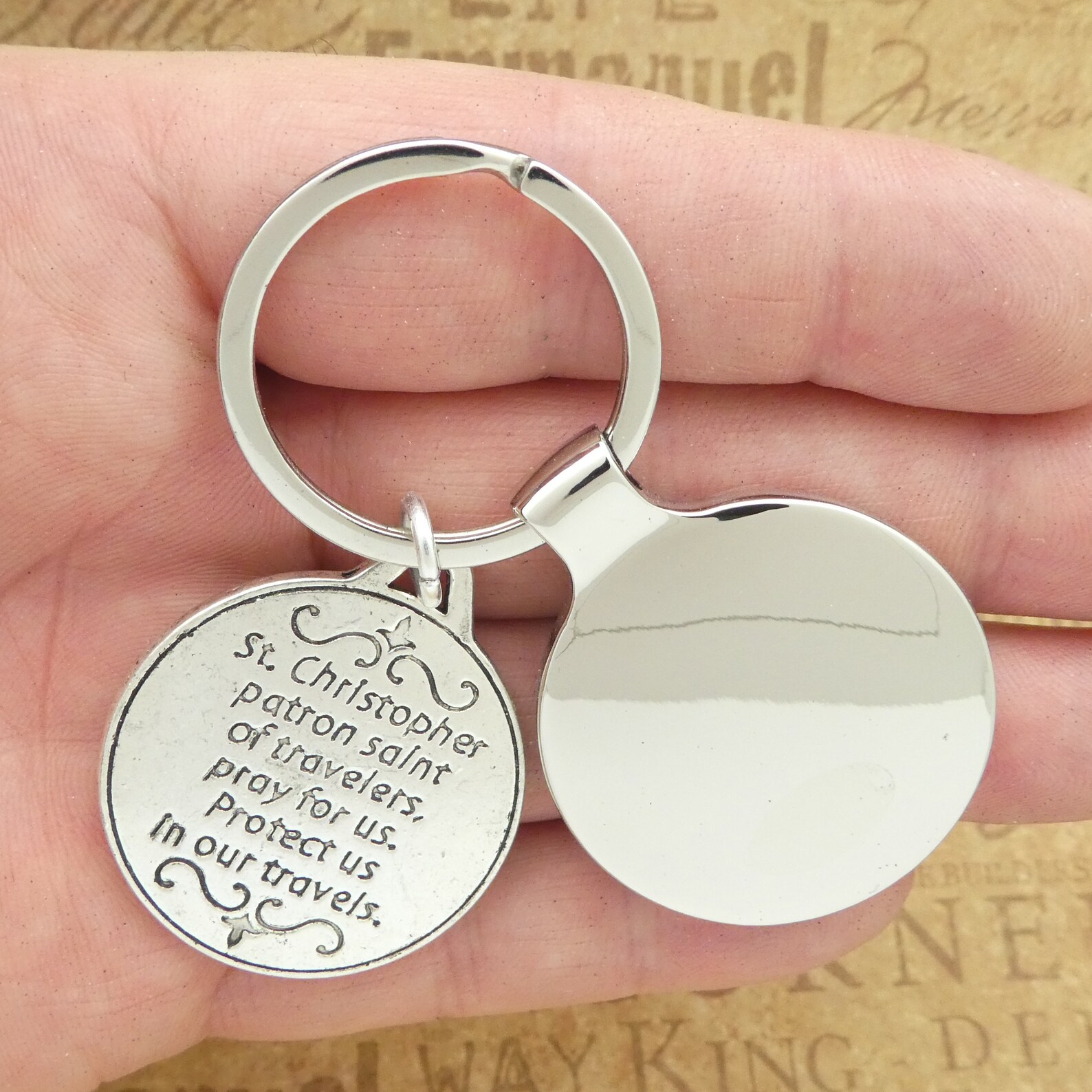 1 St Christopher Keychain With Personalized Monogram Engraved - Etsy