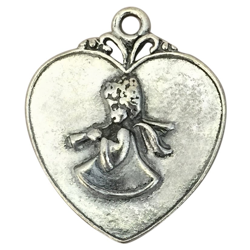 2 Angel Heart Charm Pendant Silver by TIJC SP1351 - Etsy