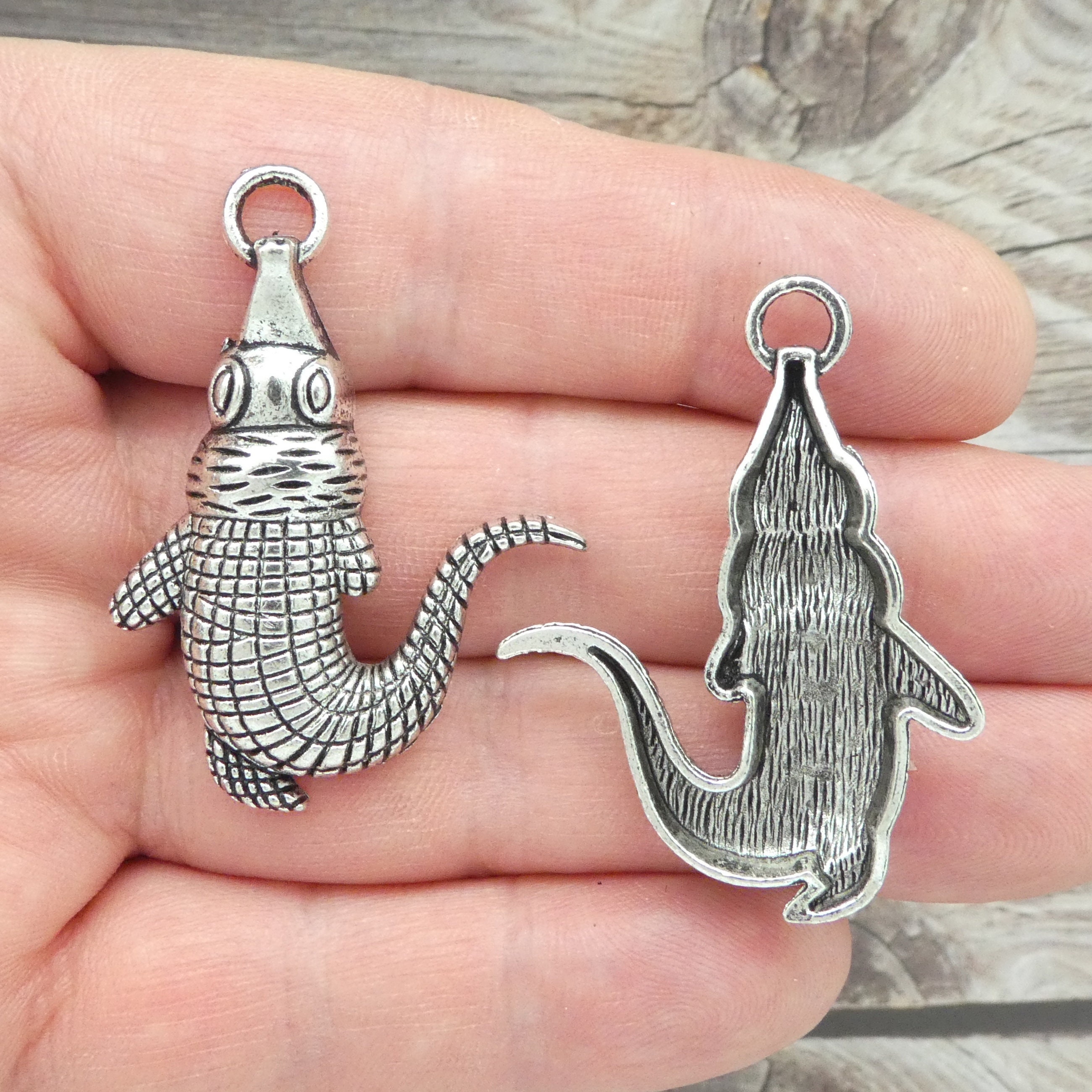 BULK 12 Silver Gator Charm Alligator Pendant Large by TIJC | Etsy