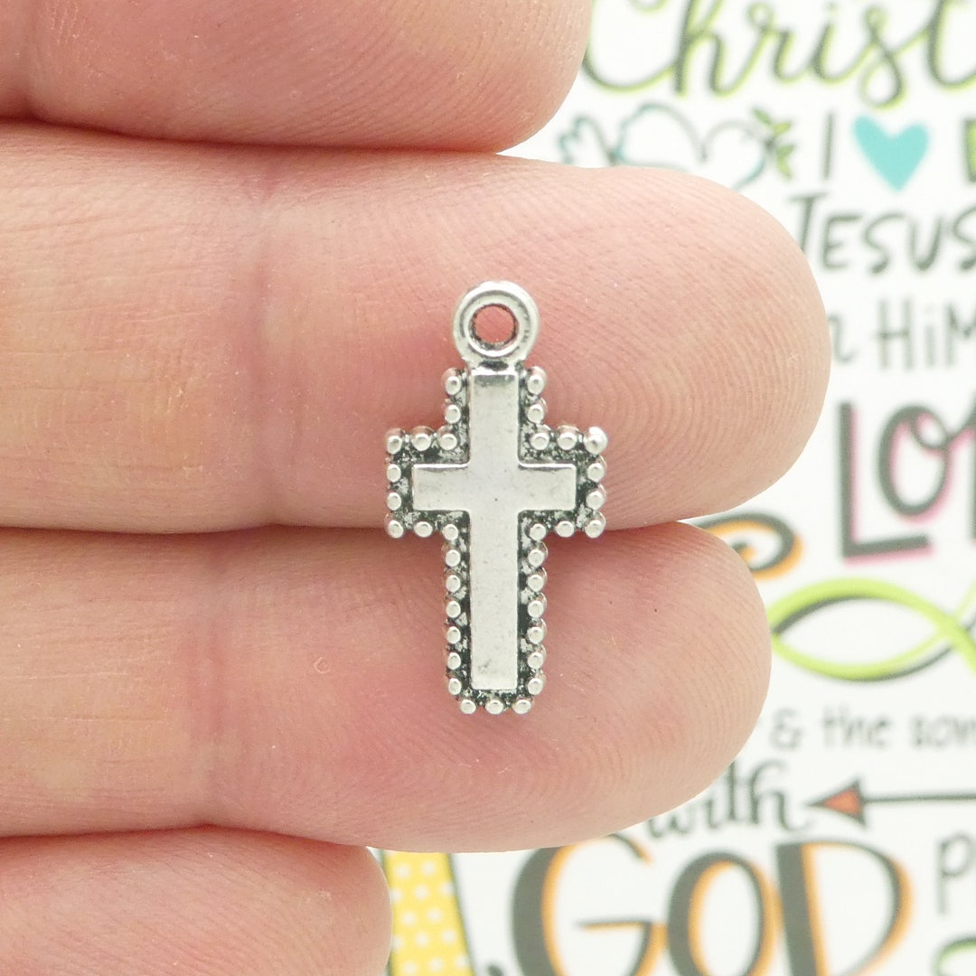 15 Silver Simple Cross Charm Pendant 20x10mm by TIJC SP1068 - Etsy