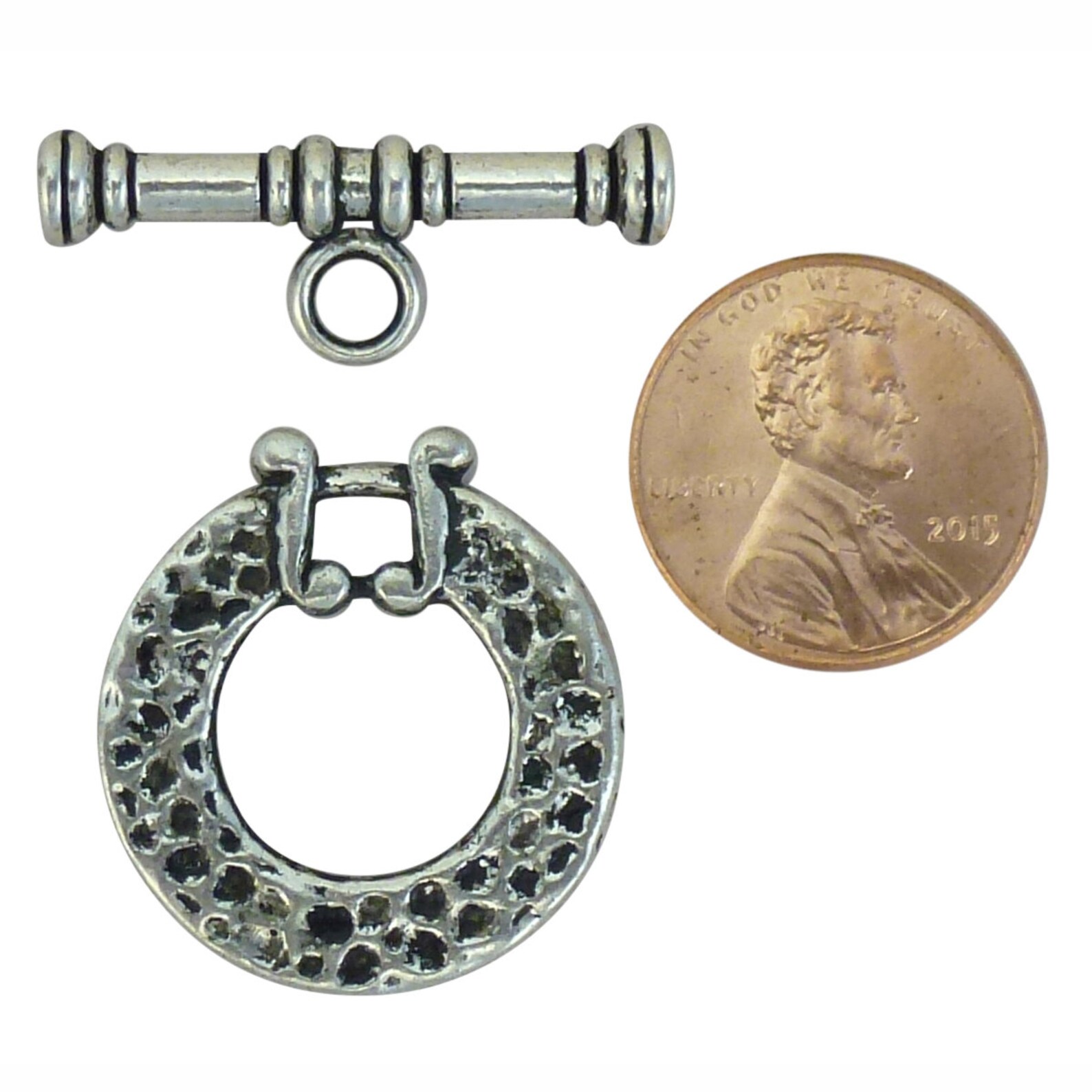 2 Sets Silver Toggle Clasp Large Round Hammered 25x24mm by - Etsy