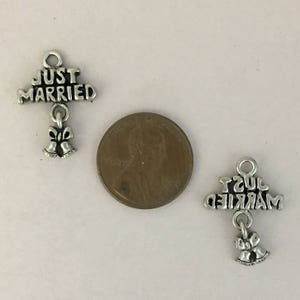 5 Silver Just Married Charm Wedding Pendant 22x15mm by TIJC SP0752 - Etsy