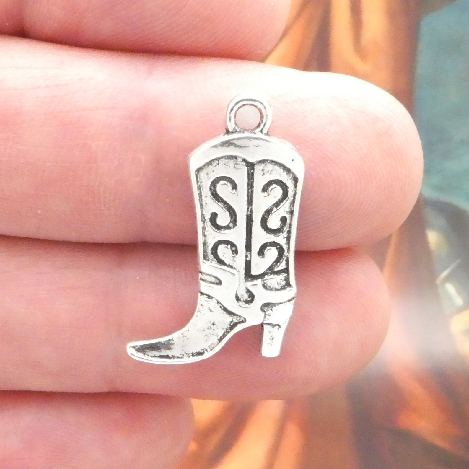 6 Silver Cowboy Boot Charm Pendant TIJC SP0302 - Etsy