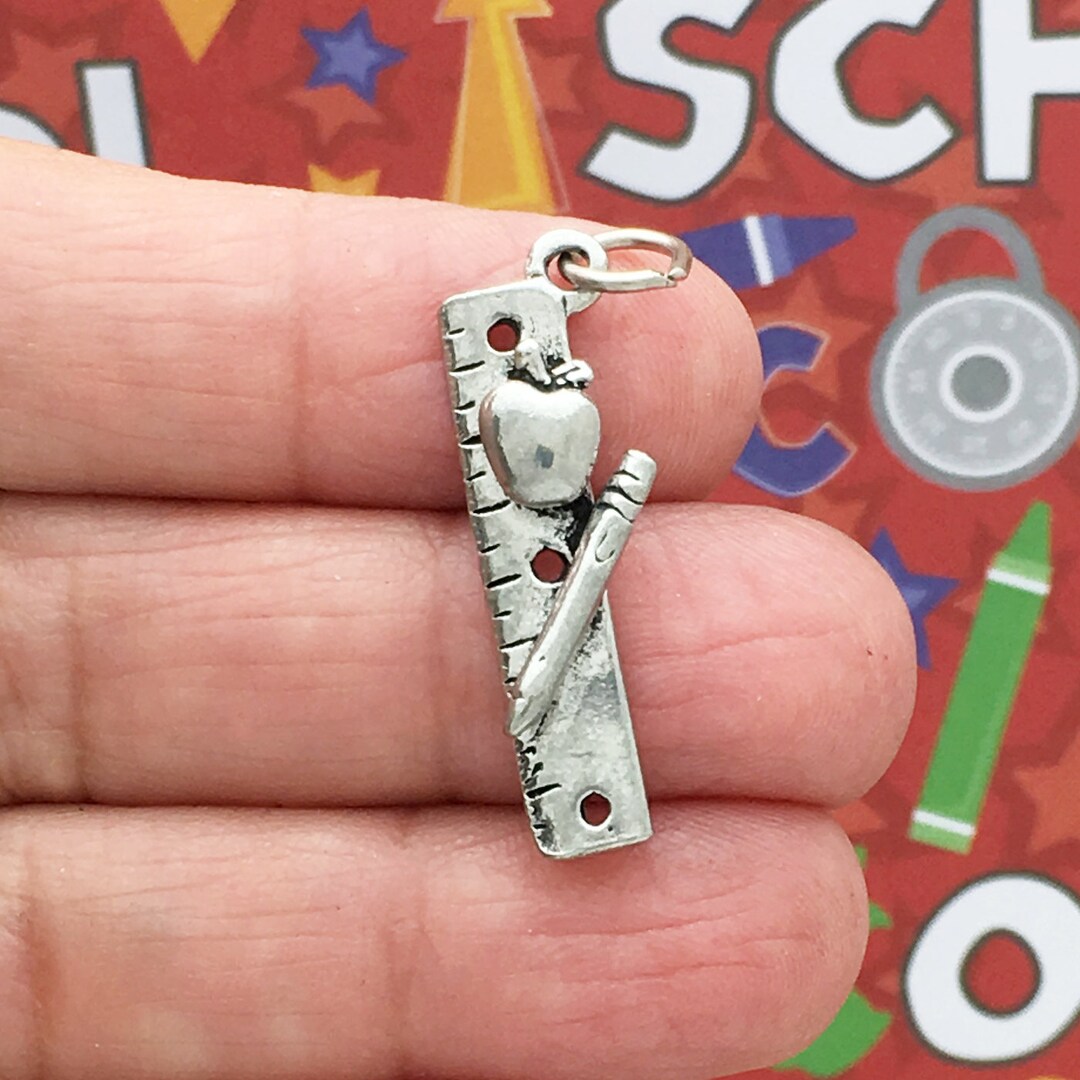 5 Silver Ruler Charm Teacher Pendant by TIJC SP0556 - Etsy