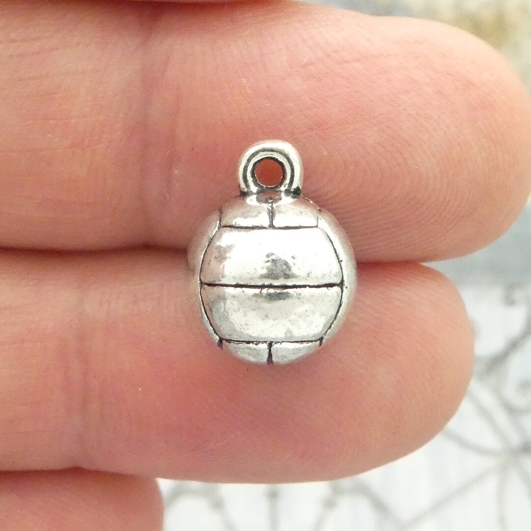 3 Silver Volleyball Charm 3D Pendant 14x11mm by TIJC SP0573 - Etsy