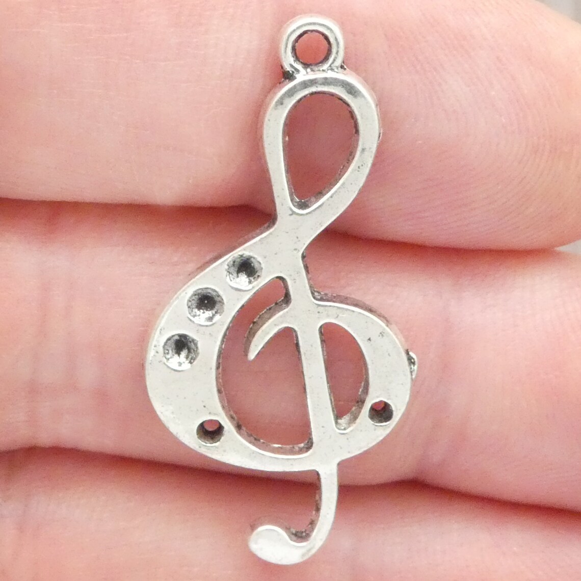 8 Treble Clef Charm Music Silver 36x17mm by TIJC SP0301 | Etsy