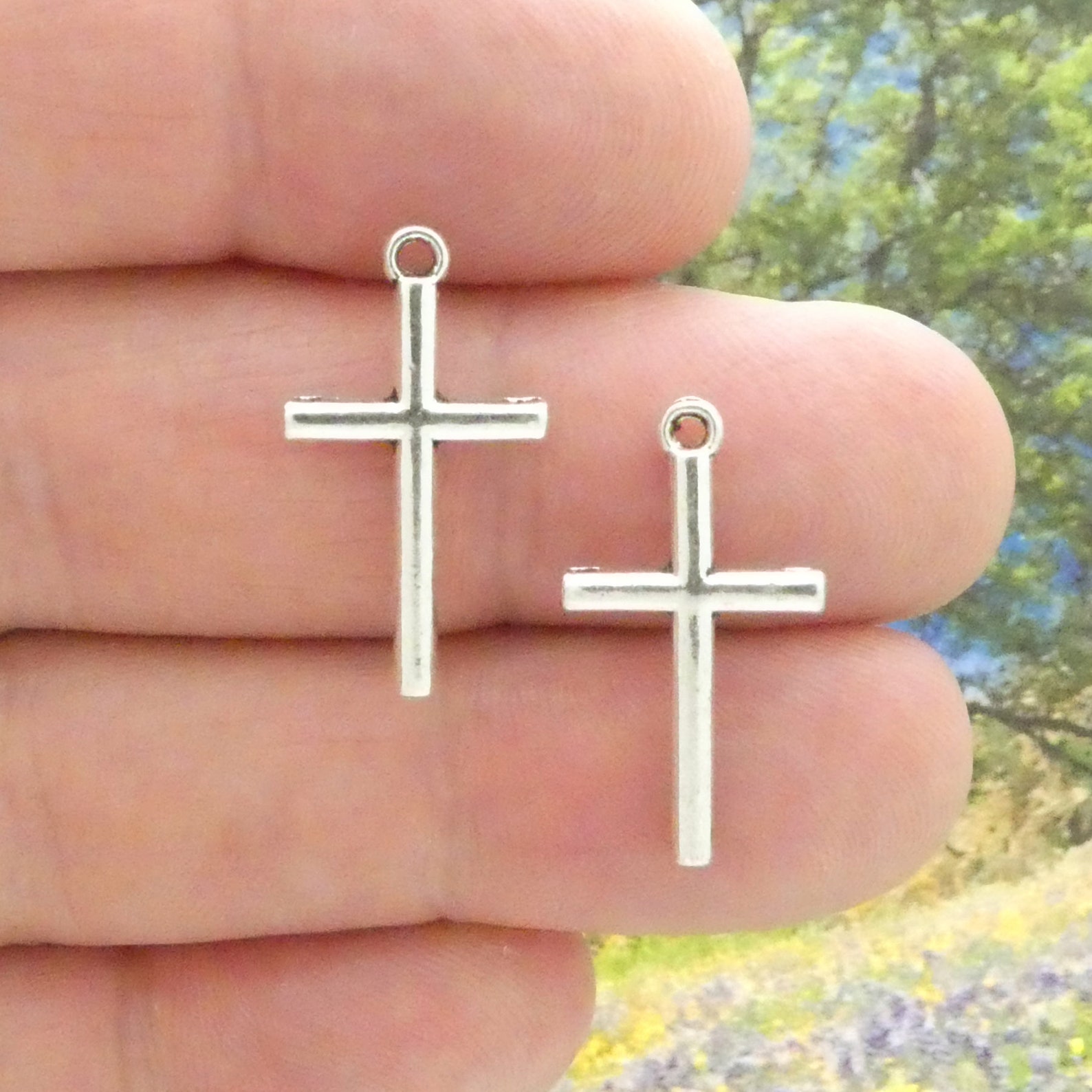 BULK 40 Simple Silver Cross Charm Pendant Small by TIJC - Etsy